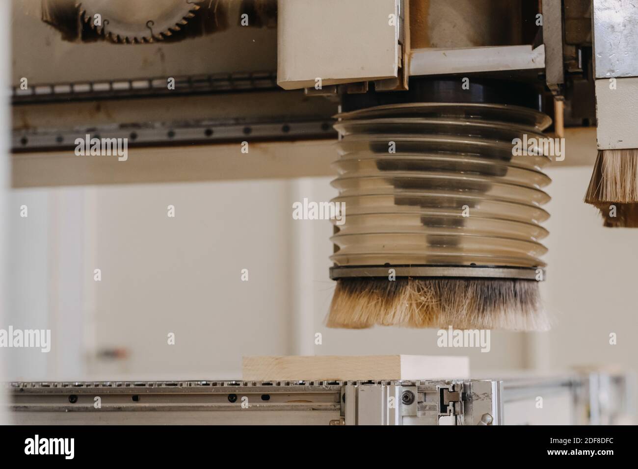 A closeup shot of chipboard milling machine Stock Photo - Alamy