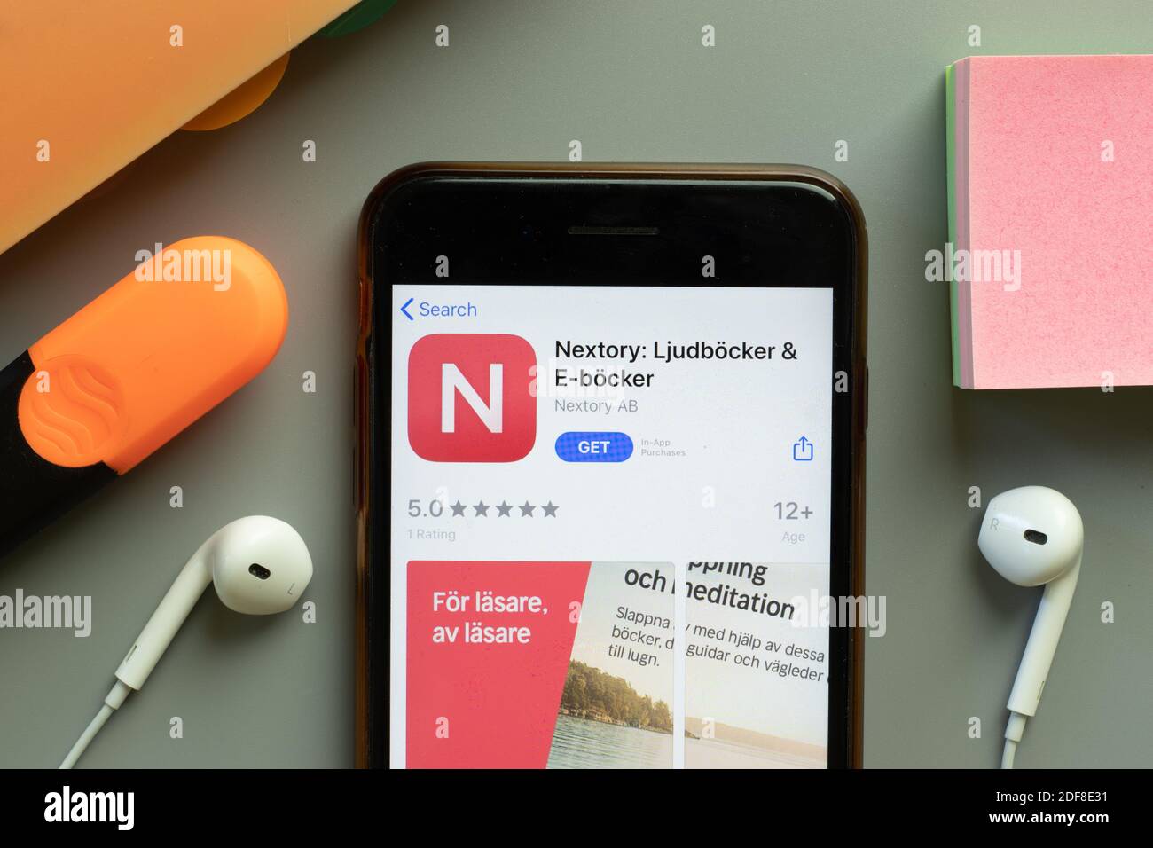 New York, USA - 1 December 2020: Nextory mobile app icon on phone ...