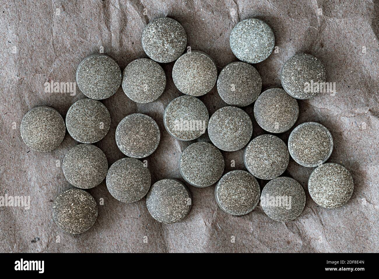 close-up of chelated iron tablets. dietary concept. dietary supplement ...
