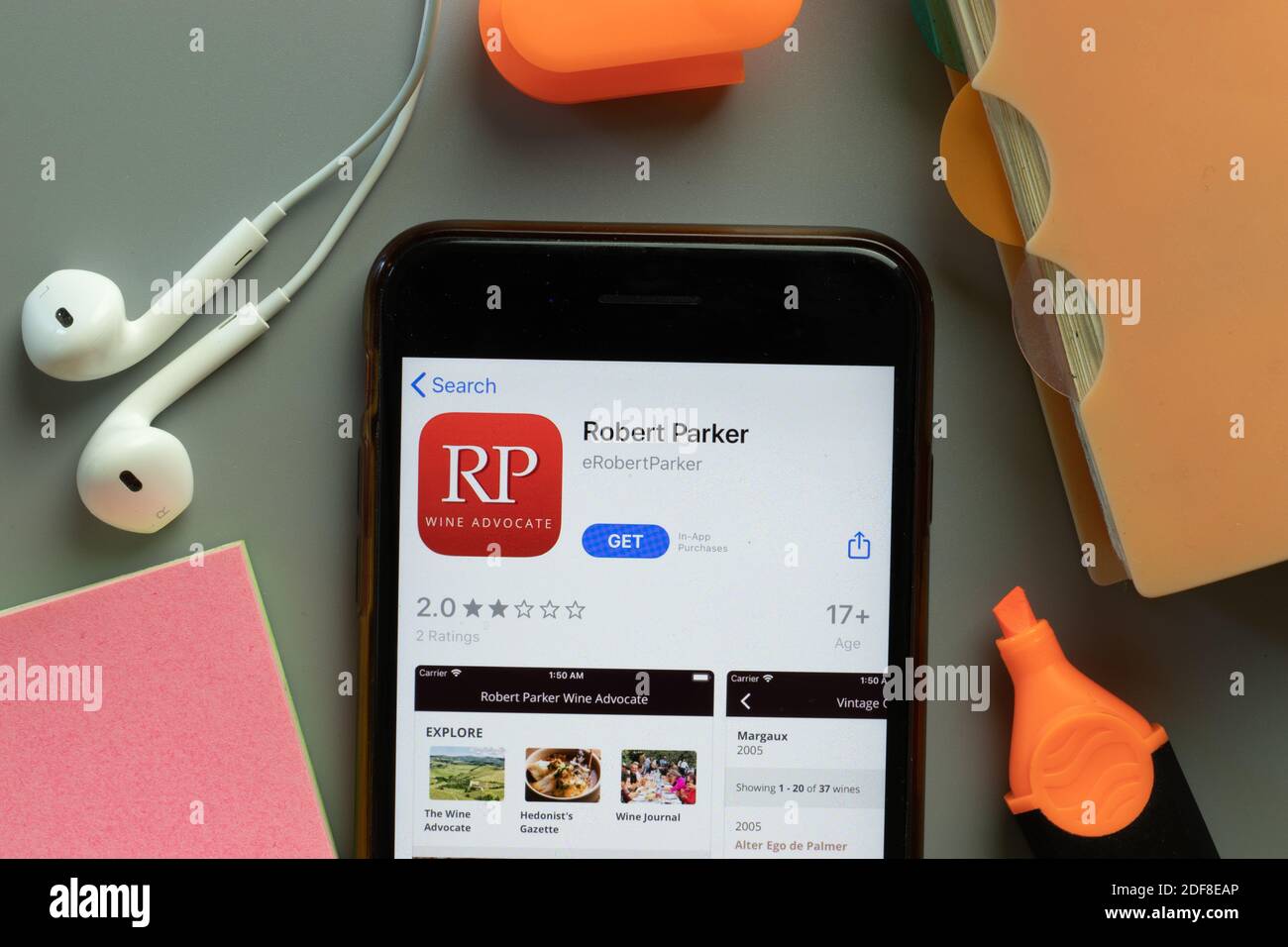 New York, USA - 1 December 2020: Robert Parker mobile app icon on phone ...