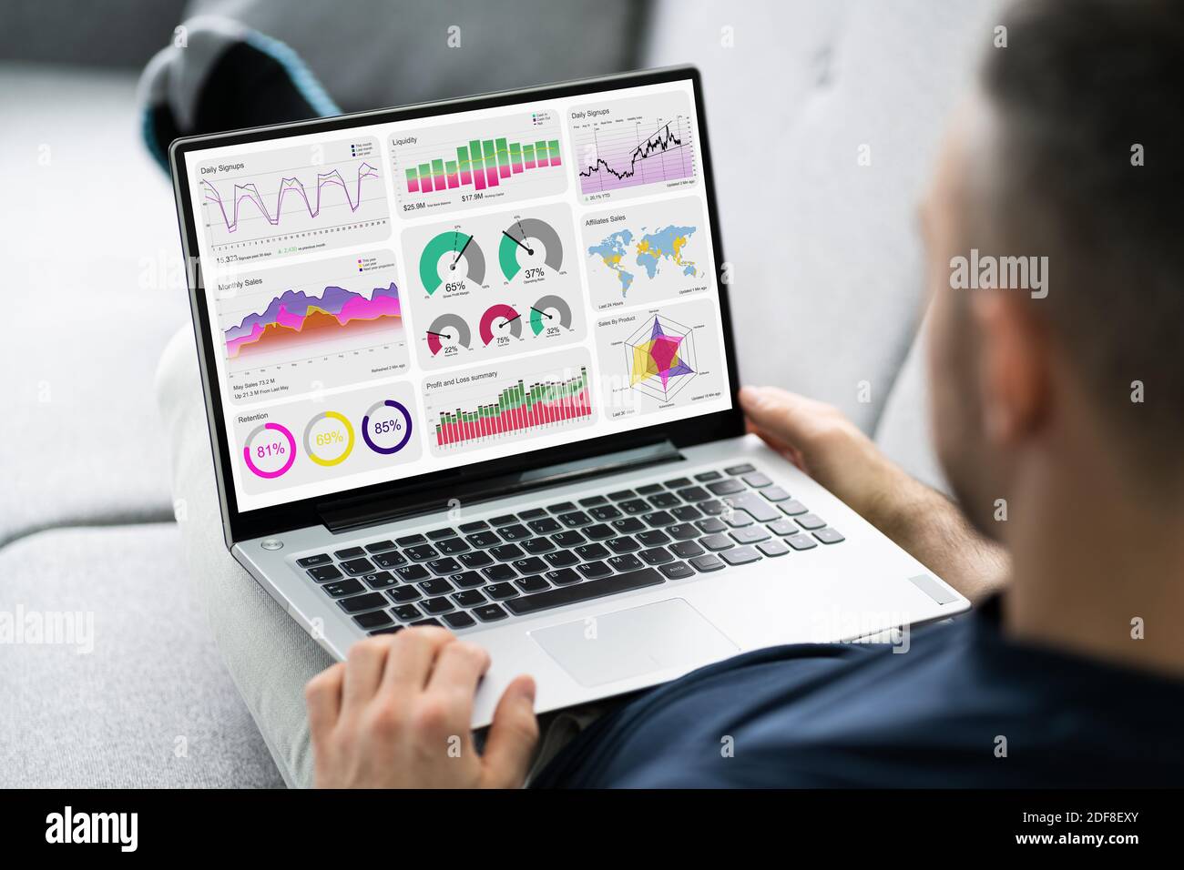 Analytics Dashboard And Information Technology On Laptop Stock Photo ...