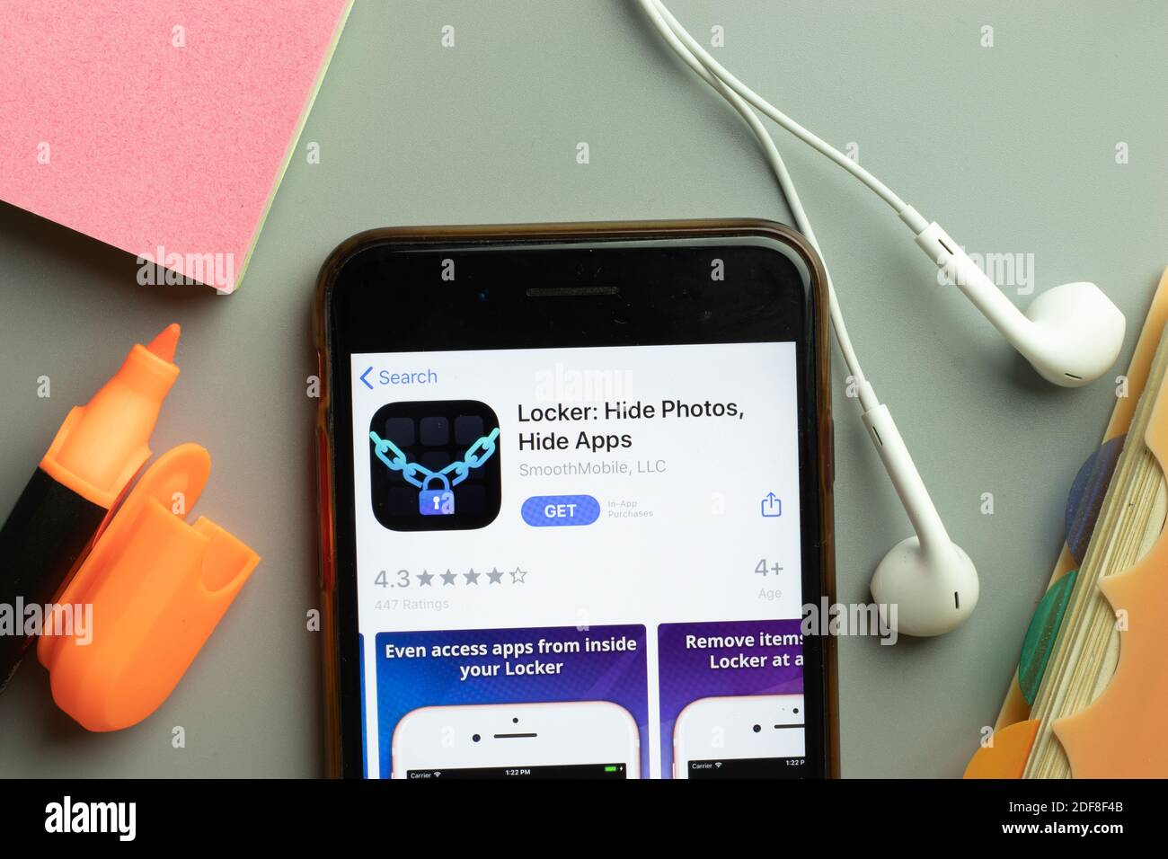 New York, USA - 1 December 2020: Locker Hide Photos mobile app icon on ...