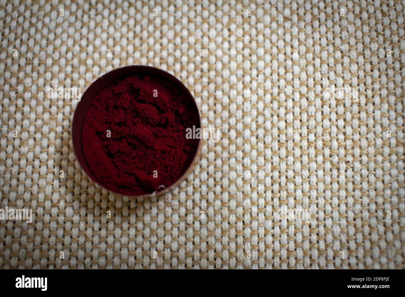 View of red color Kumkuma powder (used for social and religious ...