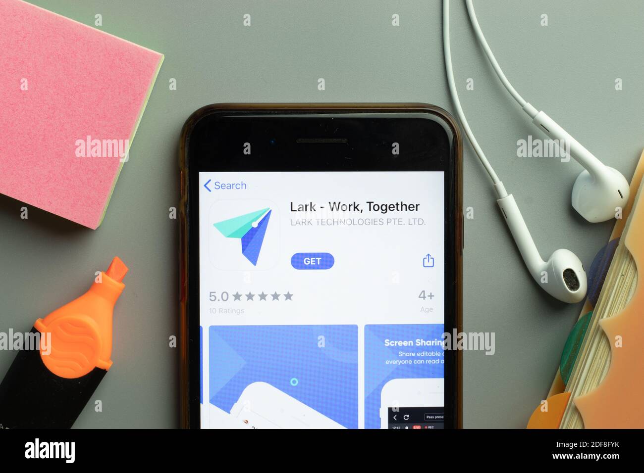 New York, USA - 1 December 2020: Lark mobile app icon on phone screen ...