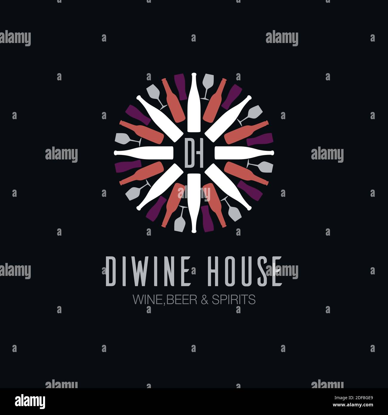 Labels for company, wine shop and wine bar, restaurant. Vector symbol ...