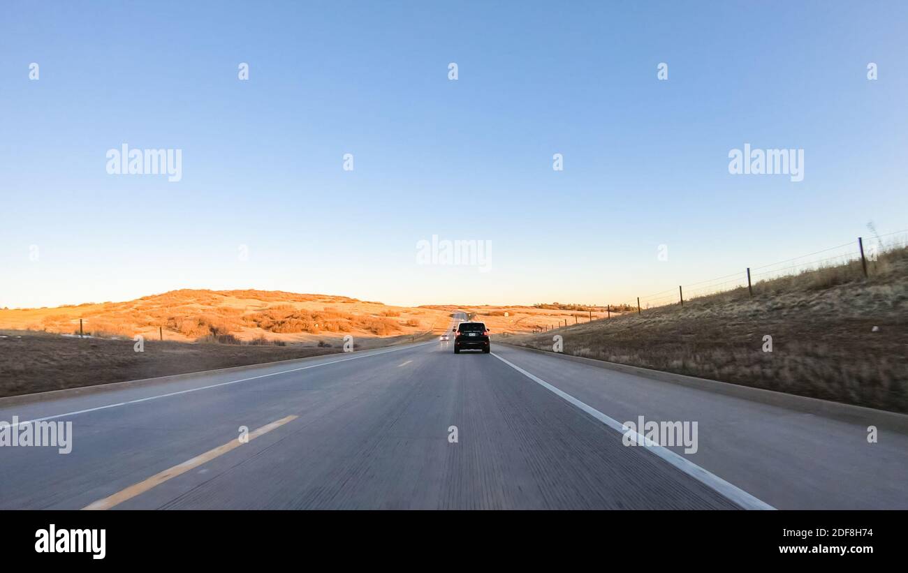 Driving on typical paved rural roads in suburban America Stock Photo ...
