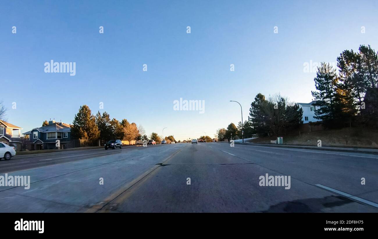 Driving on typical paved roads in suburban America Stock Photo - Alamy