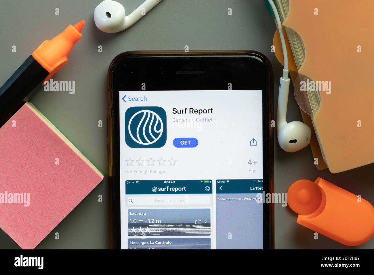 New York, USA - 1 December 2020: Surf Report mobile app icon on phone ...
