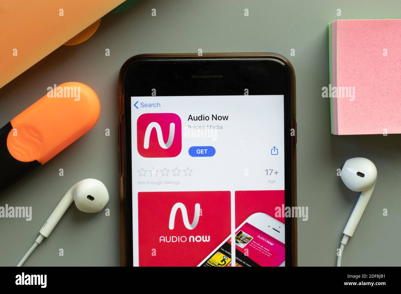 New York, USA - 1 December 2020: Audio Now mobile app icon on phone ...