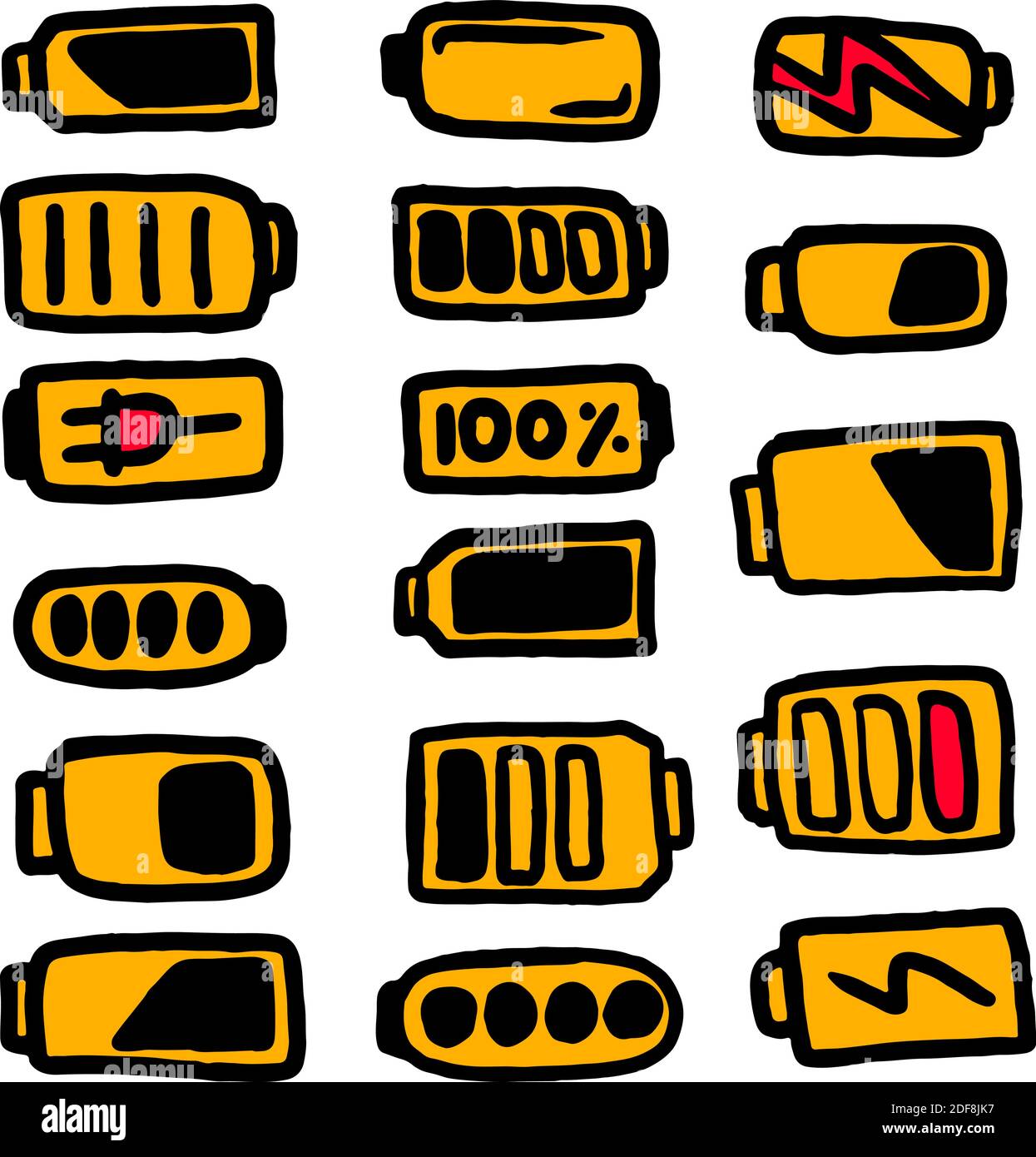 Color line art smartphone electric charge icon set, vector energy ...