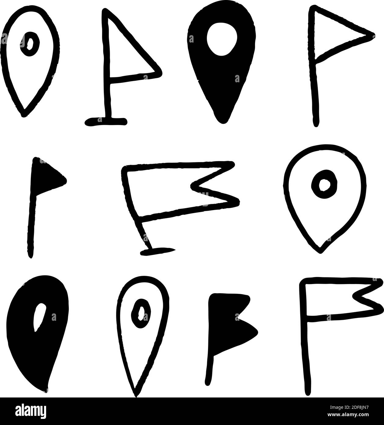Network pins on map or track location vector icon set isolated on white ...