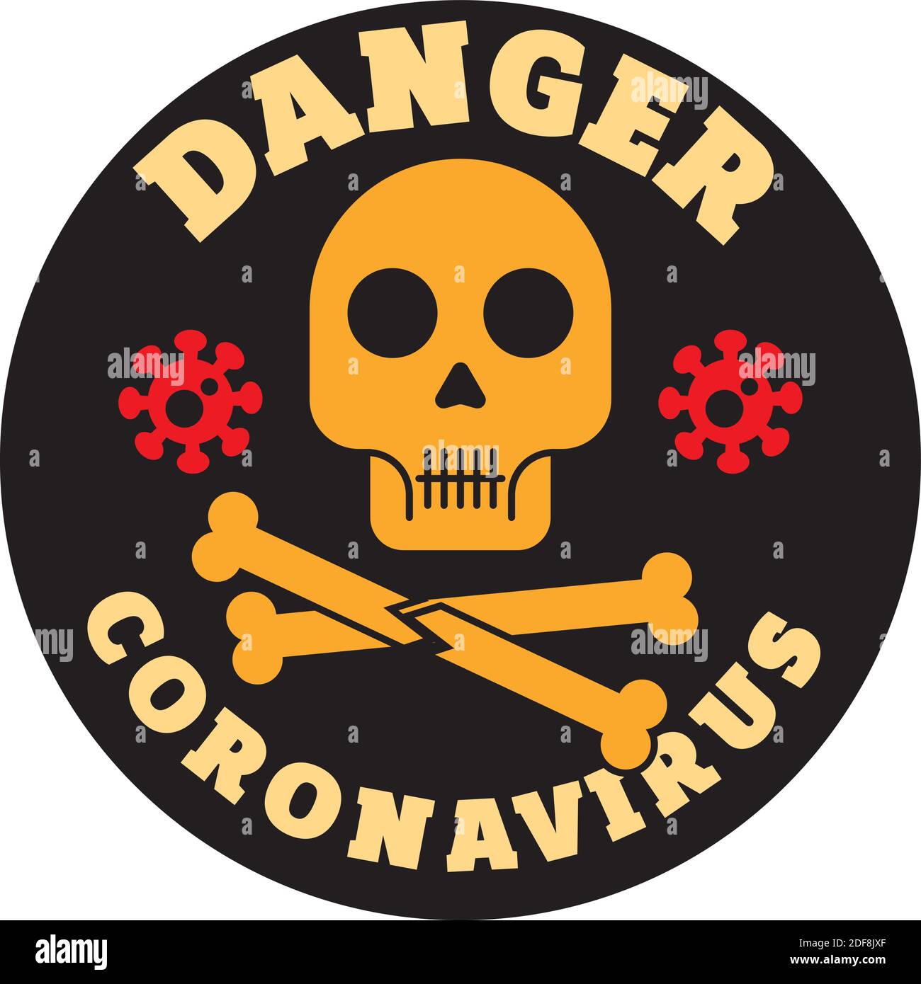 Danger virus badge with scull and cross bones. Vector illustration ...