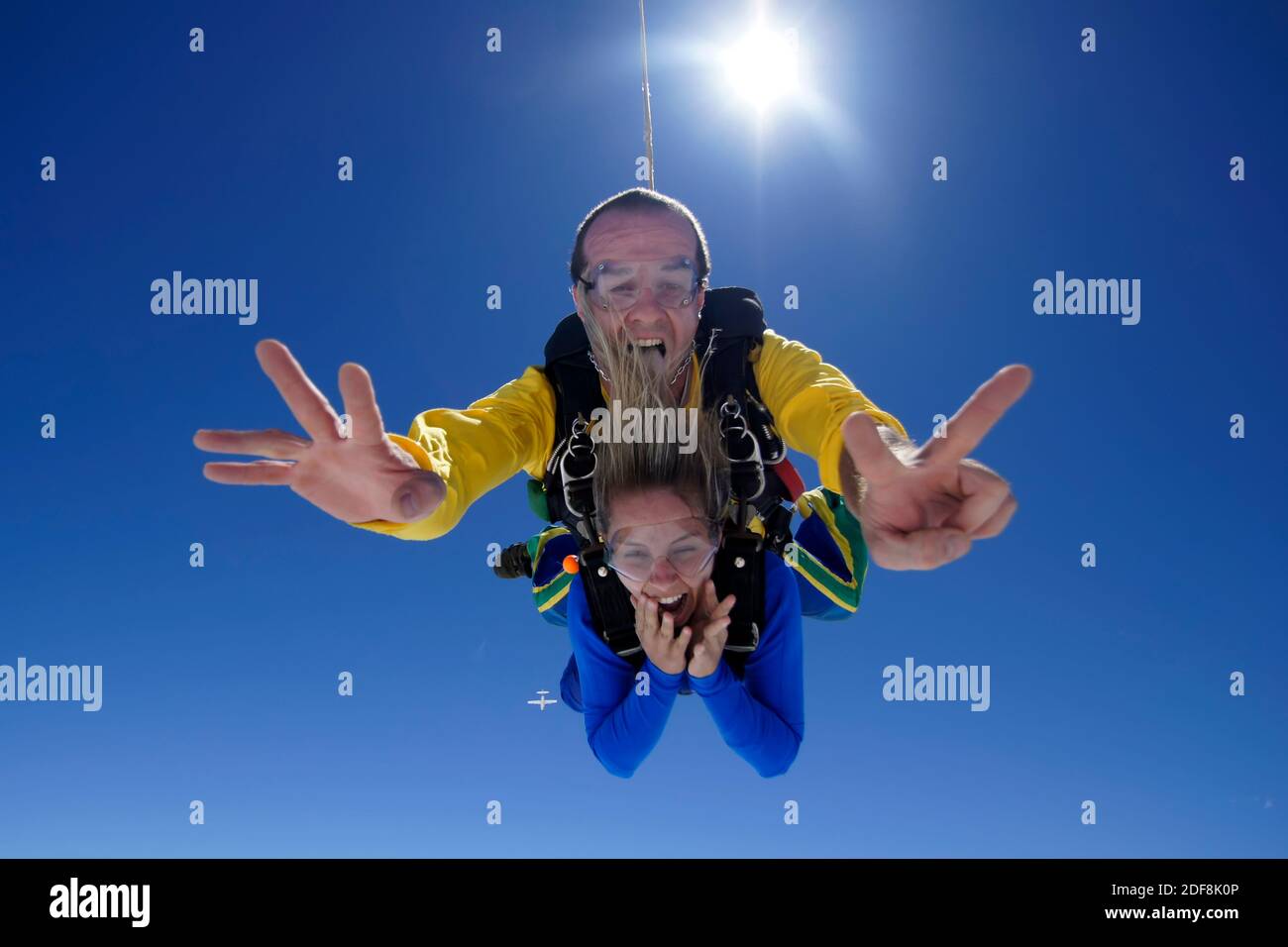 Sky dive tandem happiness Stock Photo - Alamy