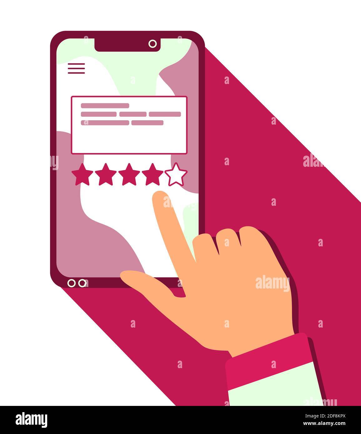 Leave your feedback concept illustration. Smartphone, finger, hand ...