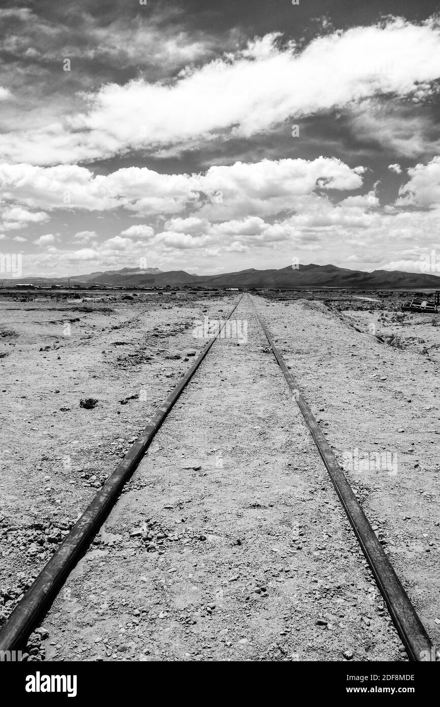 Black and white train tracks Stock Photo - Alamy