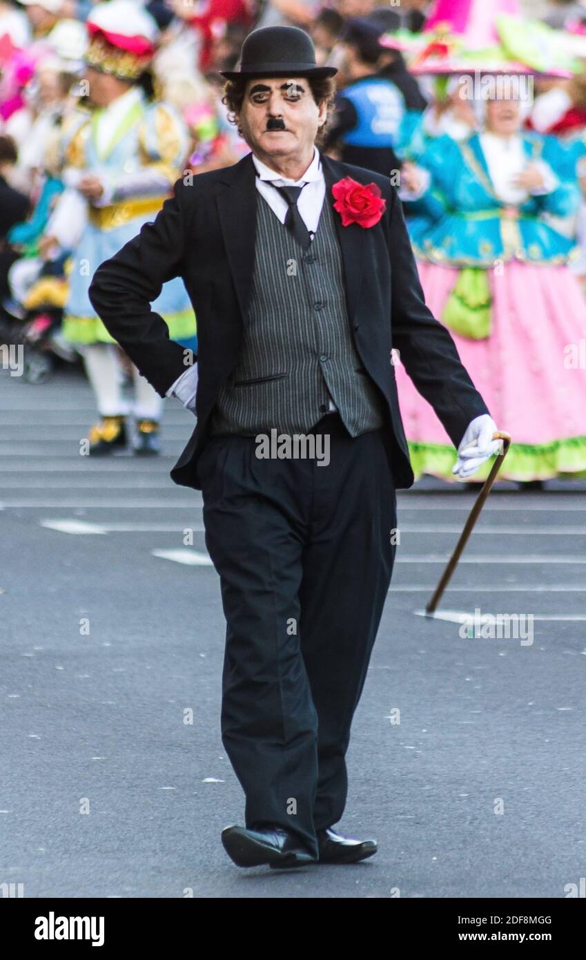 Tenerife, Spain - 09-02-2016: Tenerife Carnival - Charlie Chaplin ...