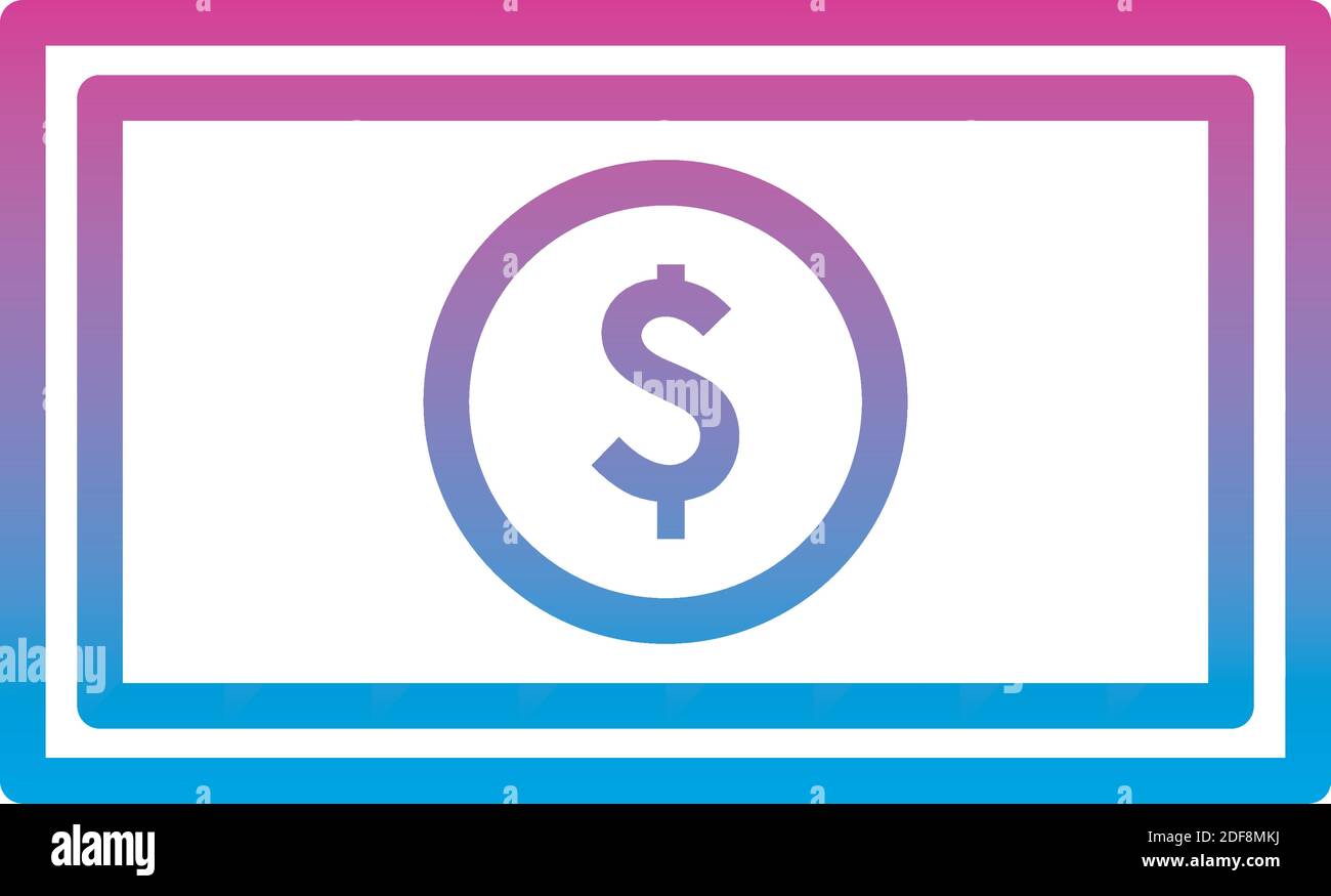 dollar bill gradient style icon of money financial business banking ...