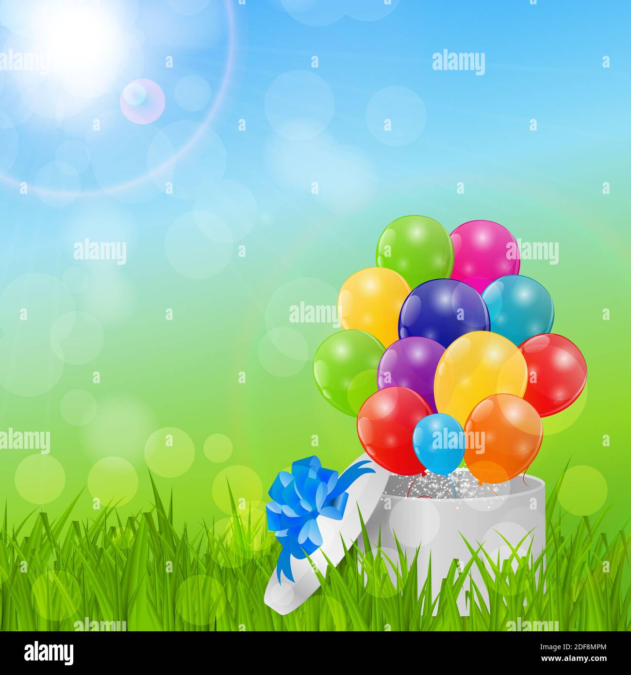 Color Glossy Balloons Birthday Card Background Illustration Stock Photo ...