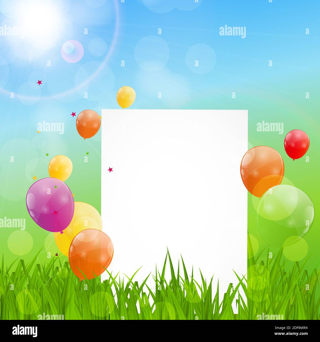 Color Glossy Balloons Birthday Card Background Illustration Stock Photo ...