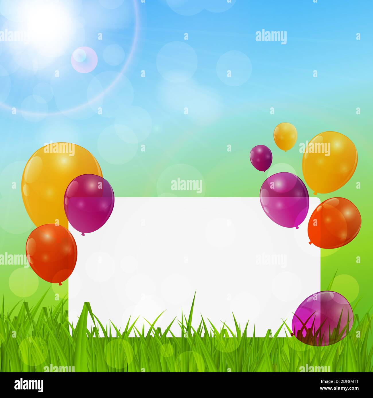 Color Glossy Balloons Birthday Card Background Illustration Stock Photo ...