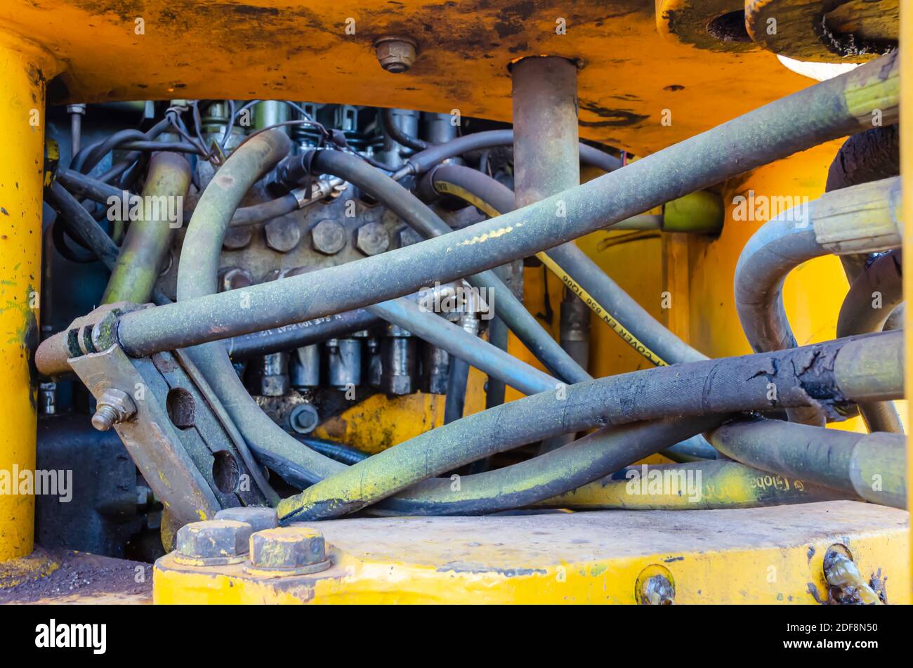 Cables And Hose From Excavator Engine Stock Photo - Alamy