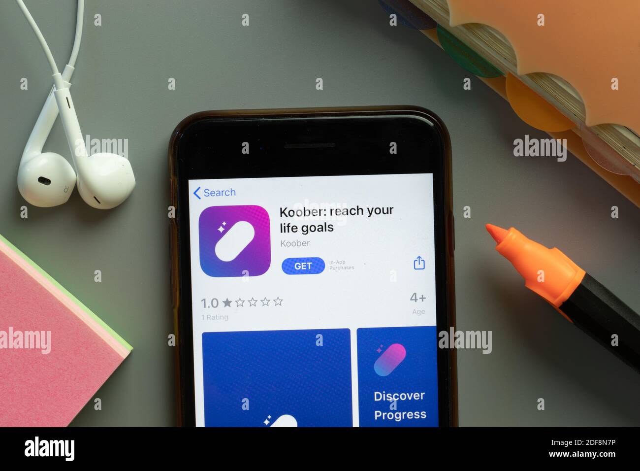 New York, USA - 1 December 2020: Koober mobile app icon on phone screen ...