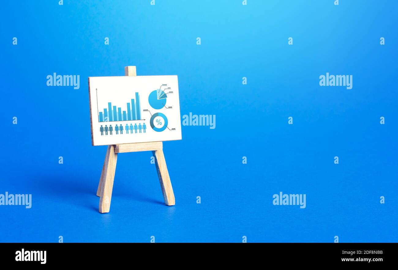 Easel with a positive growth chart diagram. Concept of success, growth ...