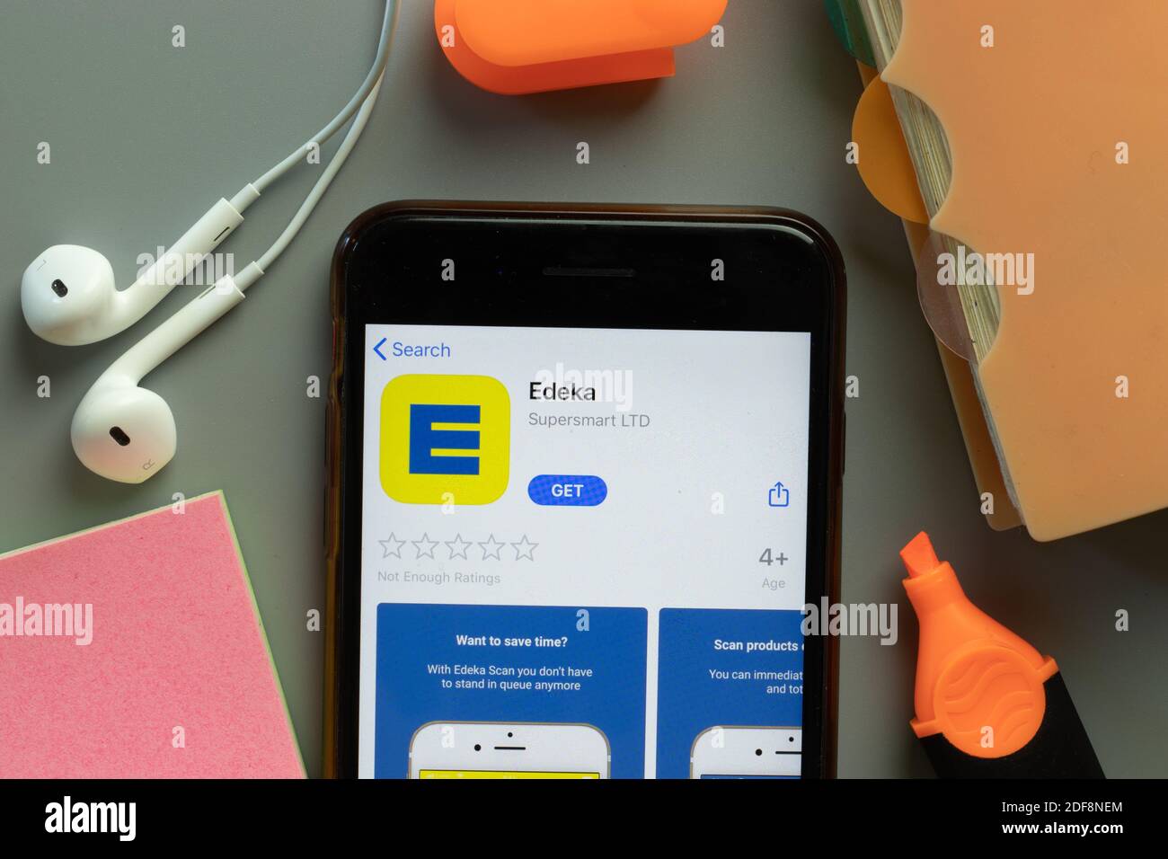New York, USA - 1 December 2020: Edeka mobile app icon on phone screen ...