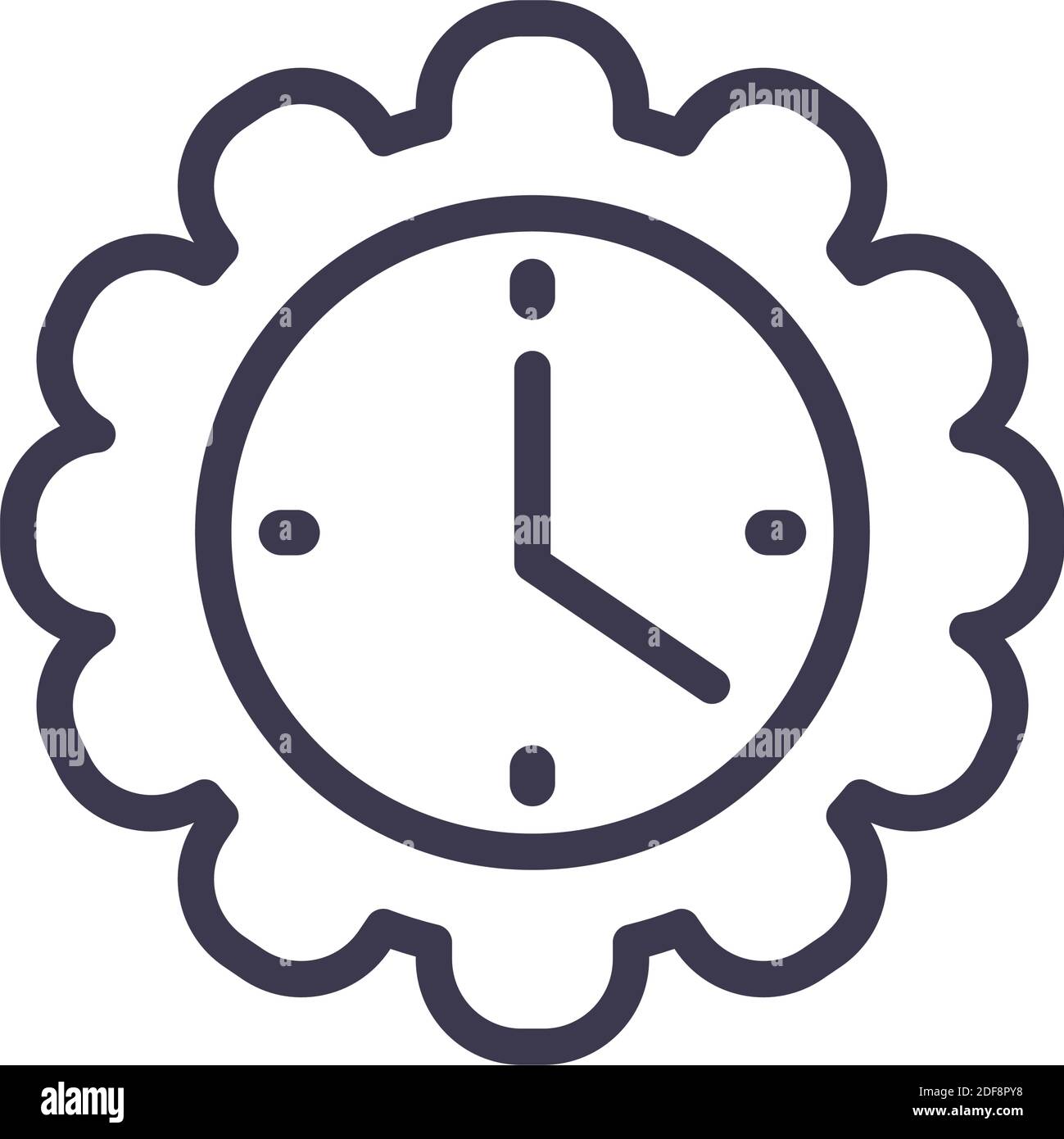 Clock inside gear line style icon design, Time tool watch second ...