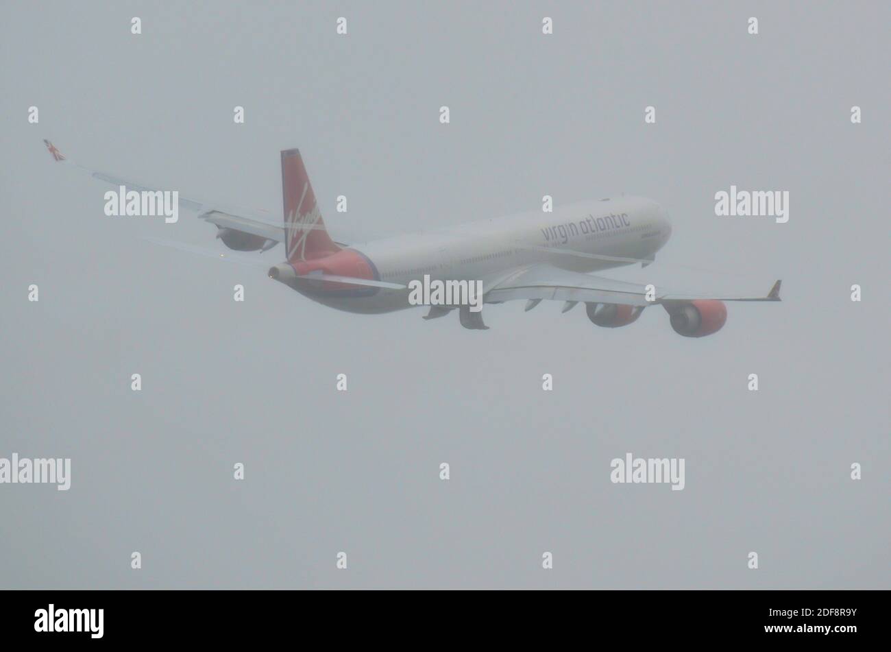 Virgin Atlantic Airbus A340 airliner jet plane G-VNAP taking off from ...