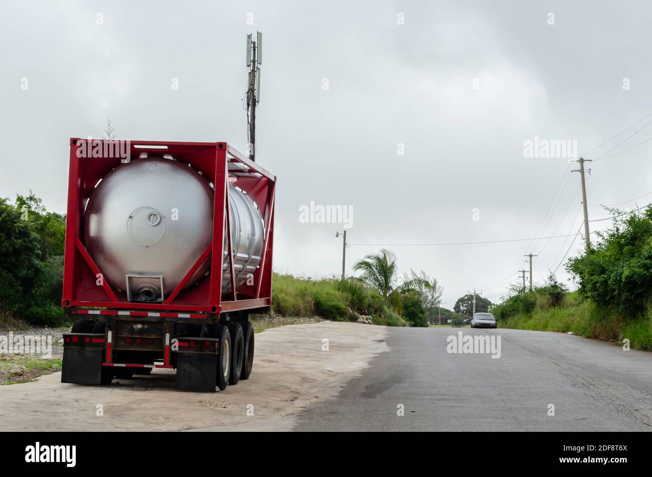 Back Of Tank Left At Roadside Stock Photo - Alamy