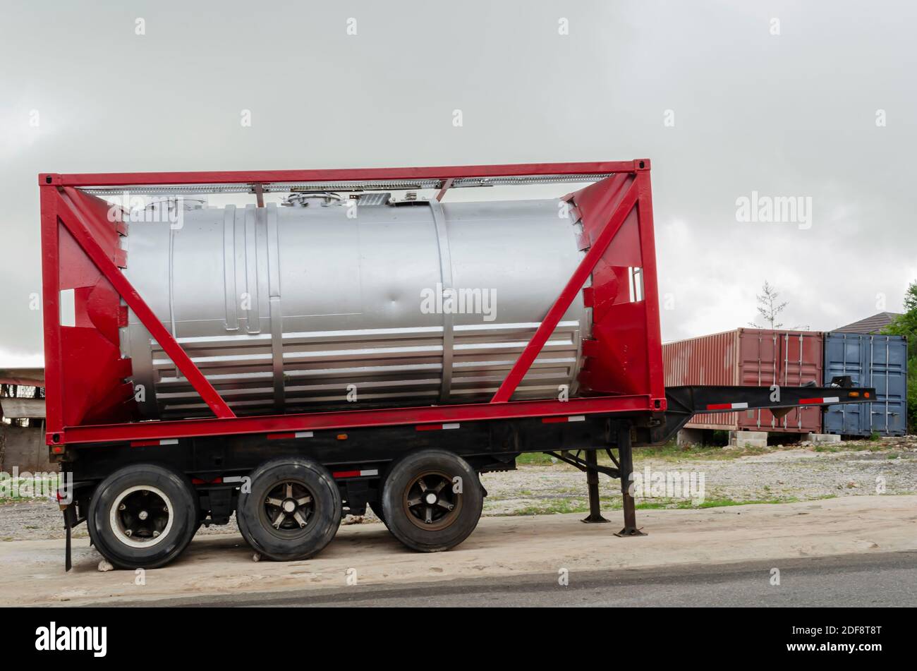 Side Of Tank Left At Roadside Stock Photo - Alamy