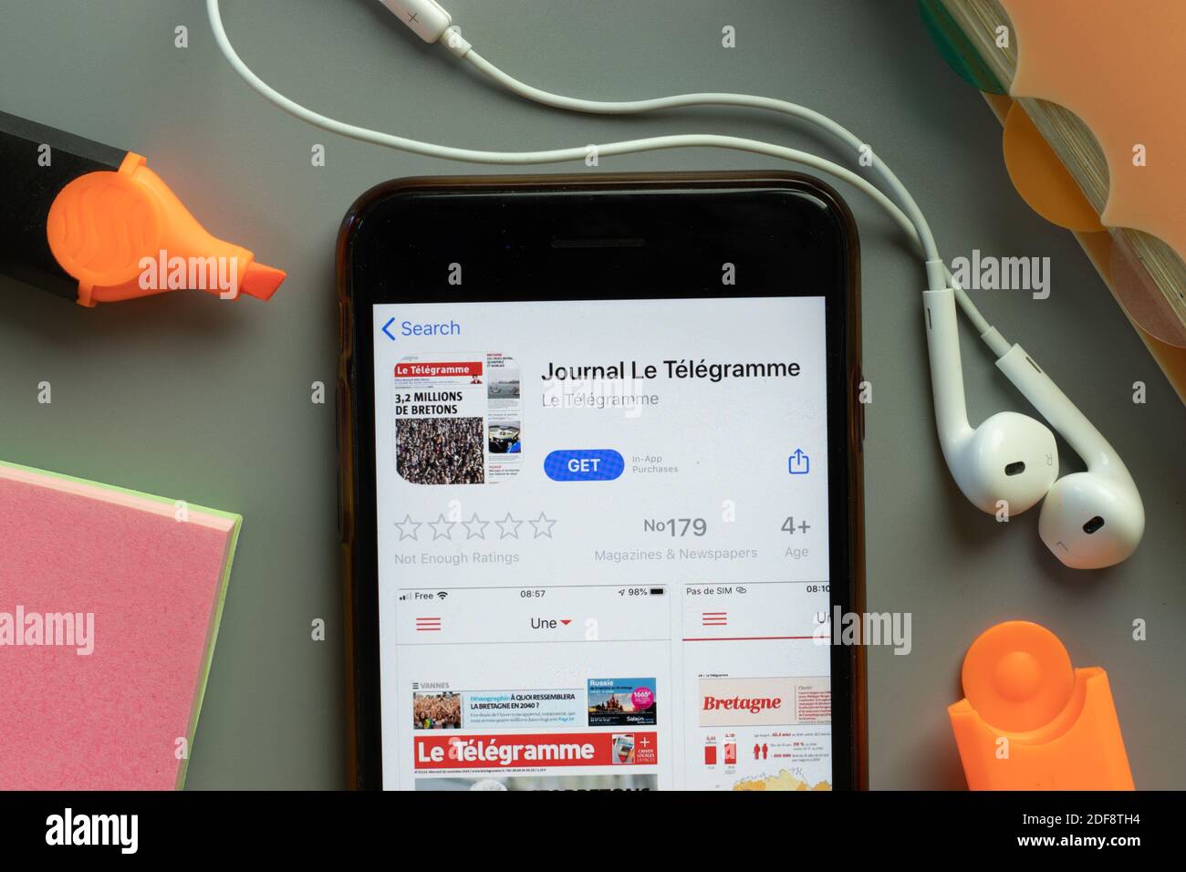 New York, USA - 1 December 2020: Journal Le Telegramme mobile app icon ...