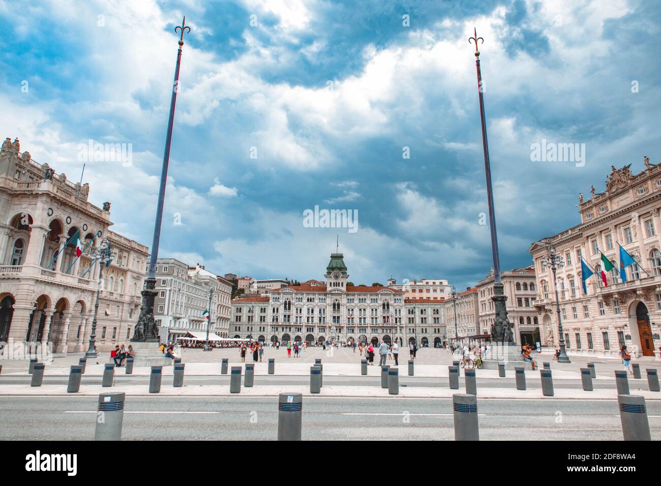 Piazza Unità d'Italia at Trieste and very cloudy sky with Lloyd ...