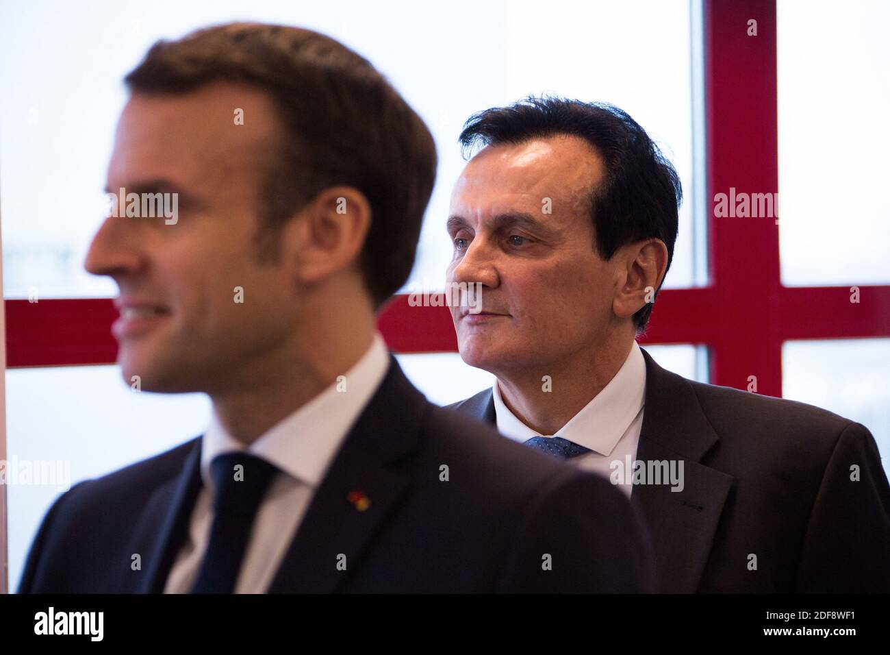 French president Emmanuel Macron and president director of AstraZeneca ...