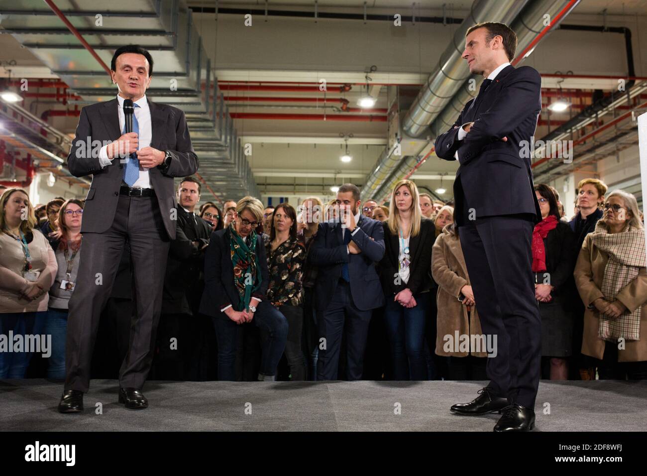 French president Emmanuel Macron and president director of AstraZeneca ...