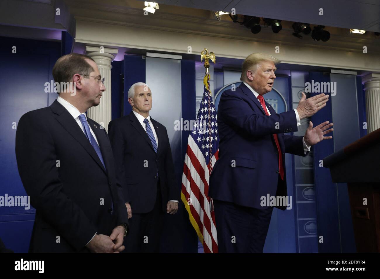 U.S. President Donald Trump speaks at a press briefing on the COVID-19 ...