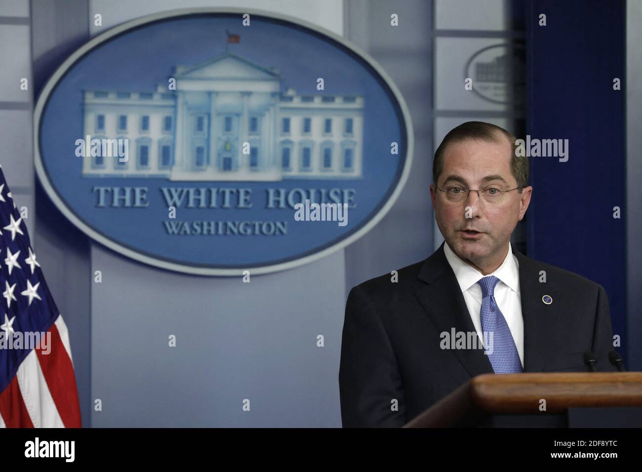 Health and Human Services (HHS) Secretary Alex Azar speaks at a press ...
