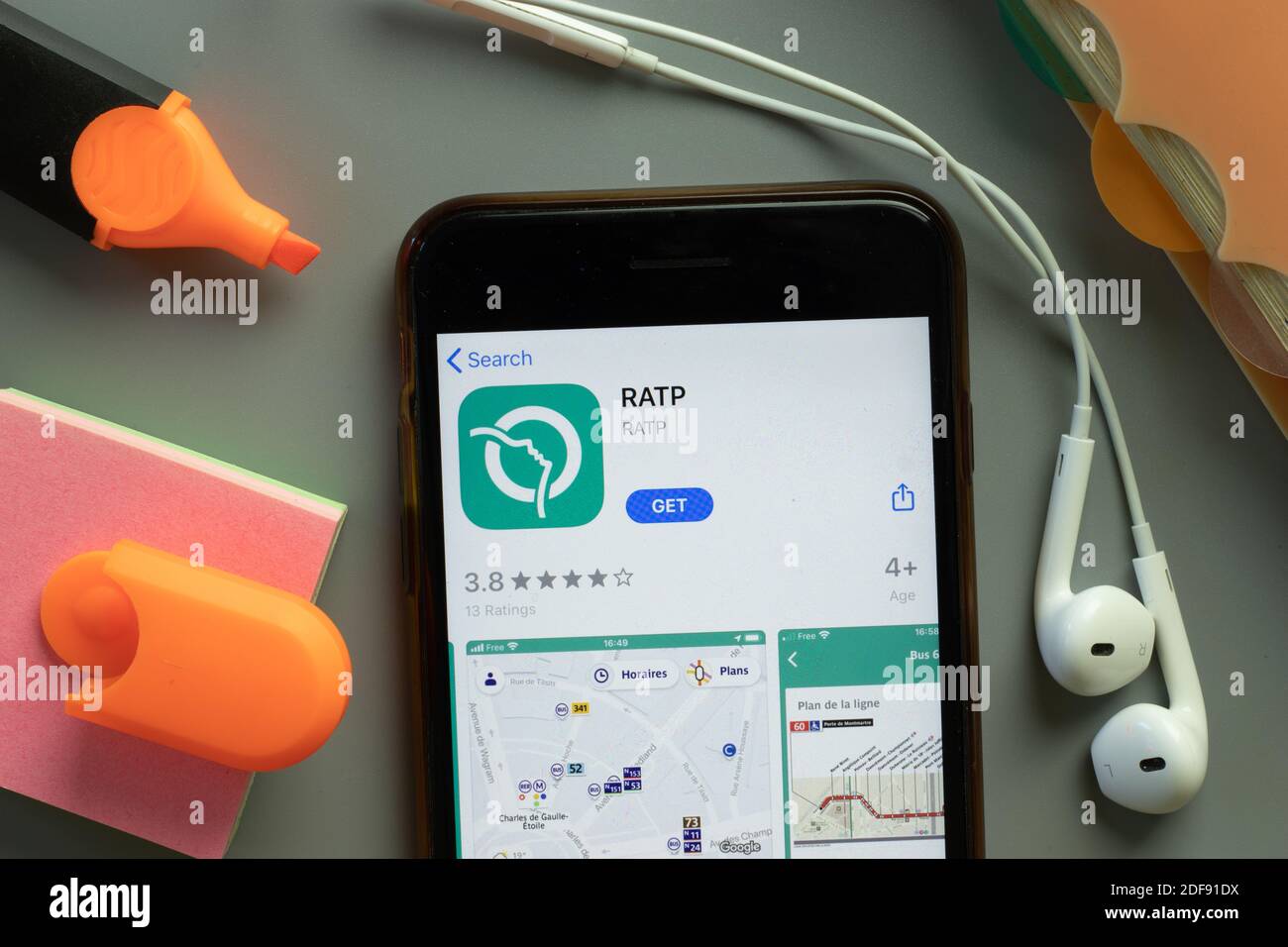 New York, USA - 1 December 2020: RATP mobile app icon on phone screen ...