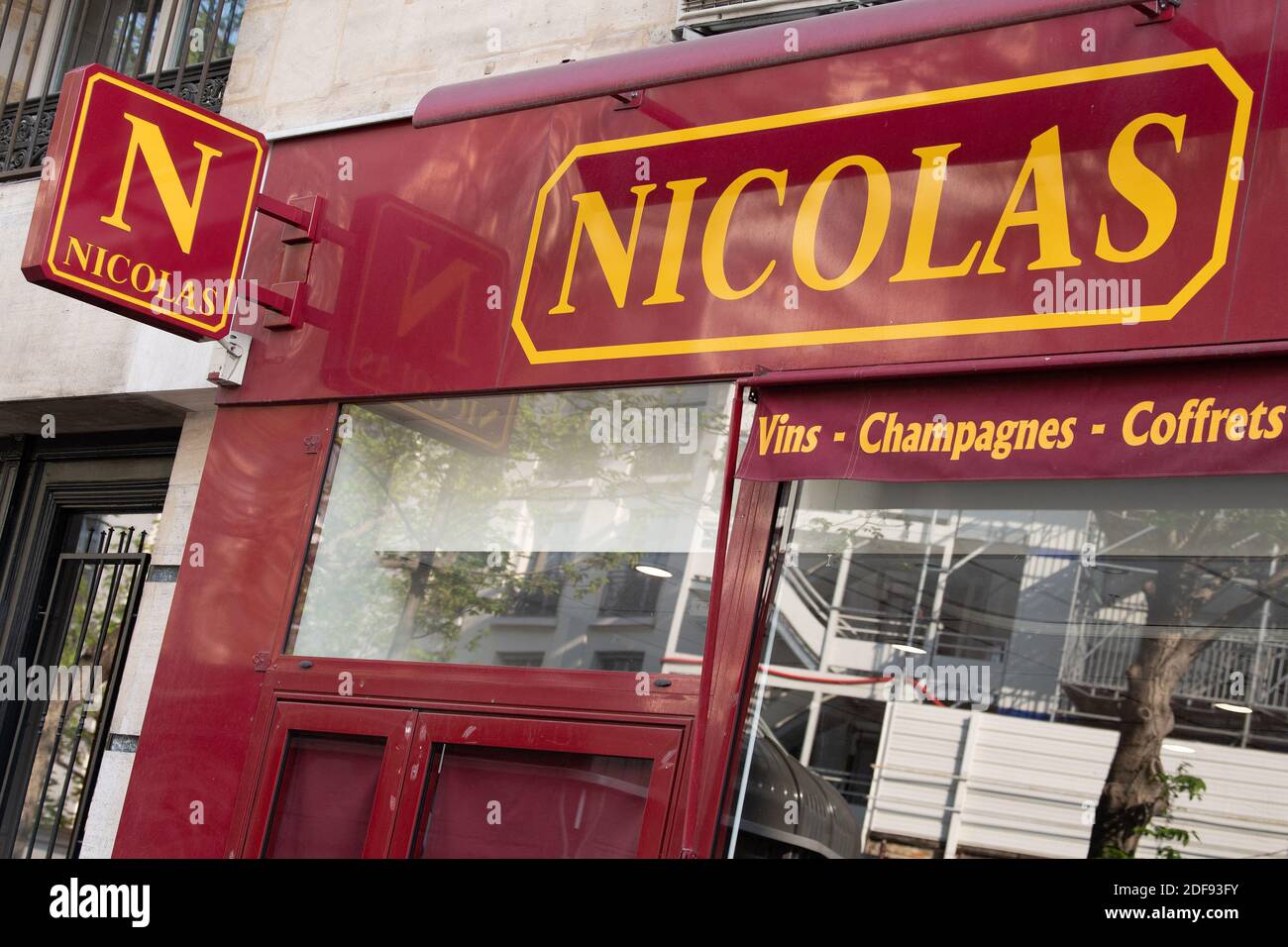 A shop sign of Nicolas in Paris, on April 9, 2020 in Paris, France ...