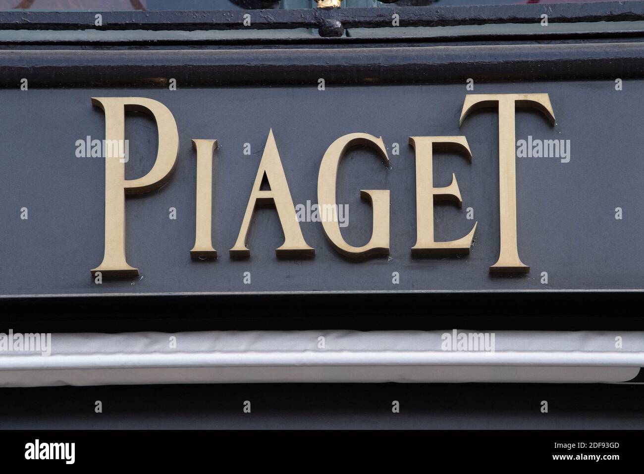 A shop sign of Piaget in Paris, on April 9, 2020 in Paris, France ...