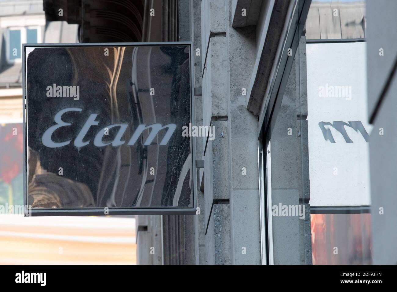 A shop sign of Etam in Paris, on April 9, 2020 in Paris, France. Photo ...