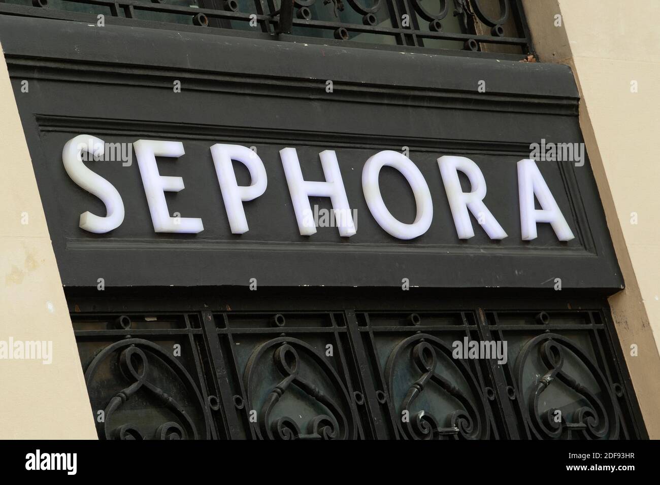 A shop sign of Sephora in Paris, on April 9, 2020 in Paris, France ...