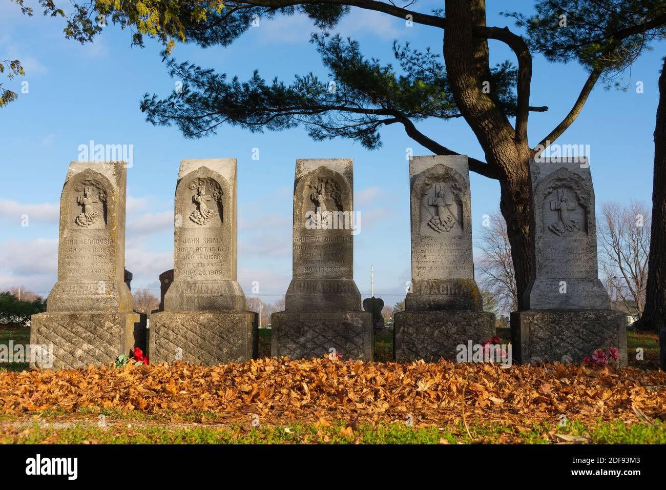 Cherry, Illinois / United States - November 27th, 2020: Tombstones in ...