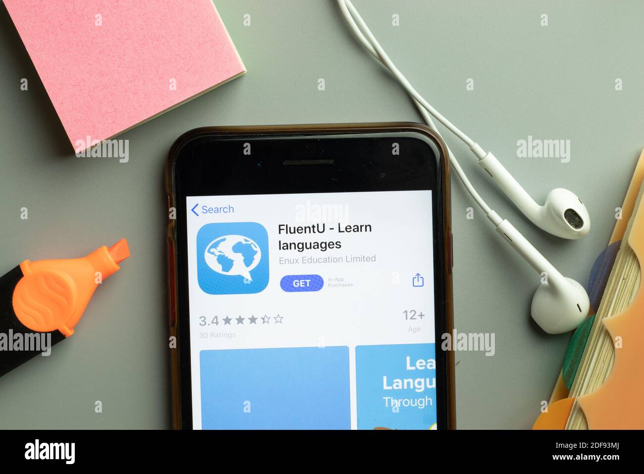 New York, USA - 1 December 2020: FluentU mobile app icon on phone ...