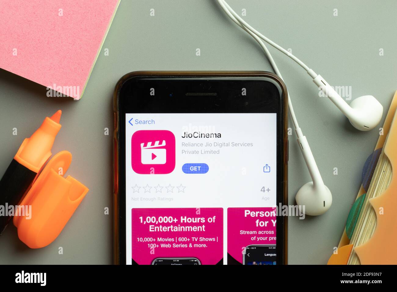 New York, USA - 1 December 2020: JioCinema mobile app icon on phone ...