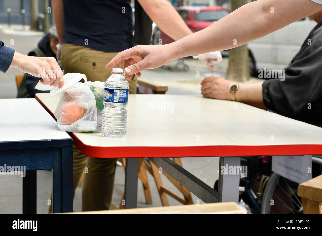 Food distribution for the homeless people, rue de la Santé in Paris ...