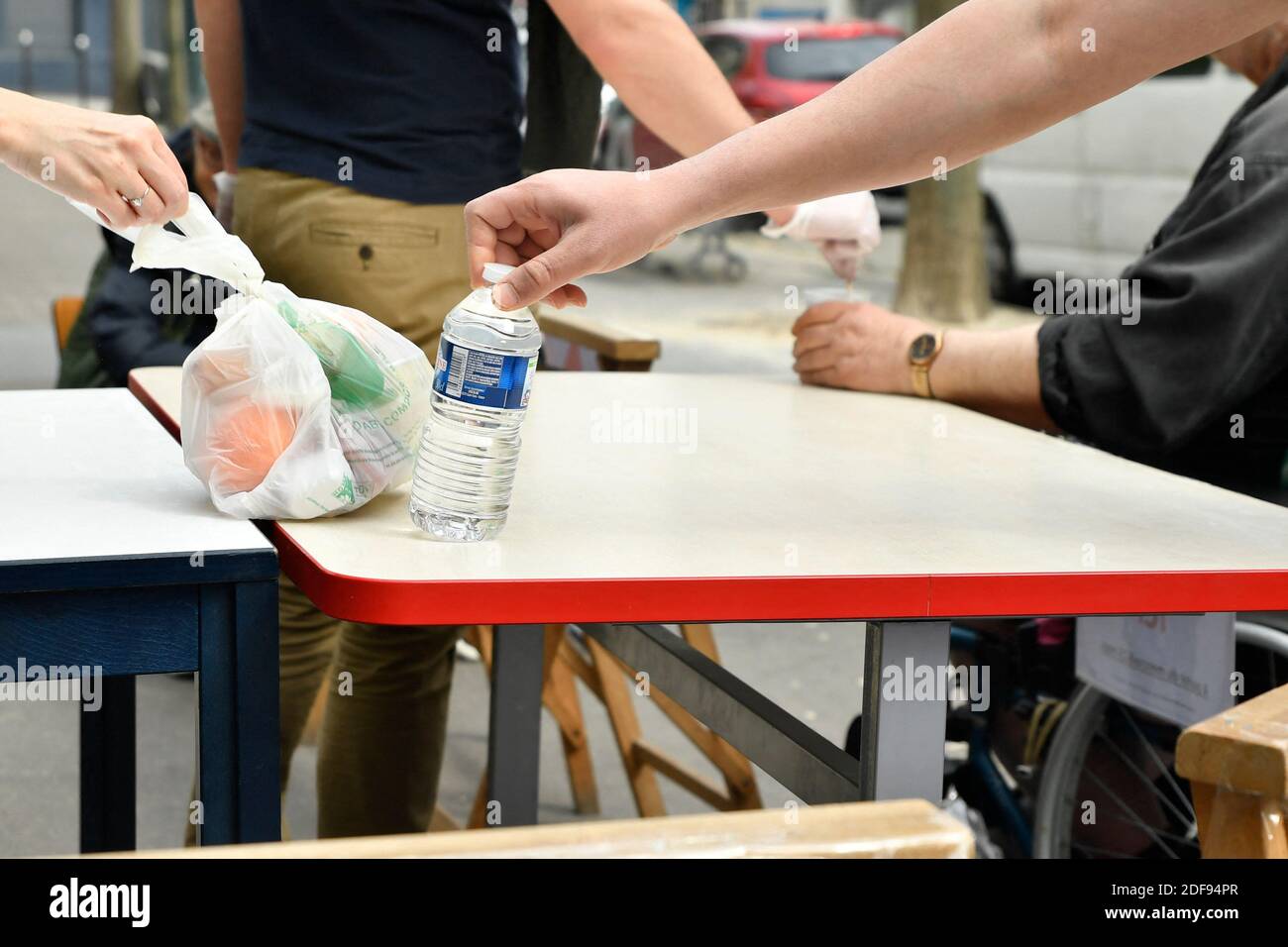 Food distribution for the homeless people, rue de la Santé in Paris ...