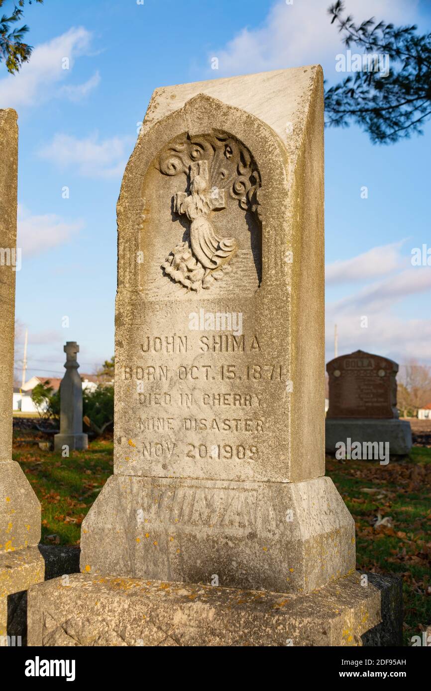Cherry, Illinois / United States - November 27th, 2020: Tombstones in ...