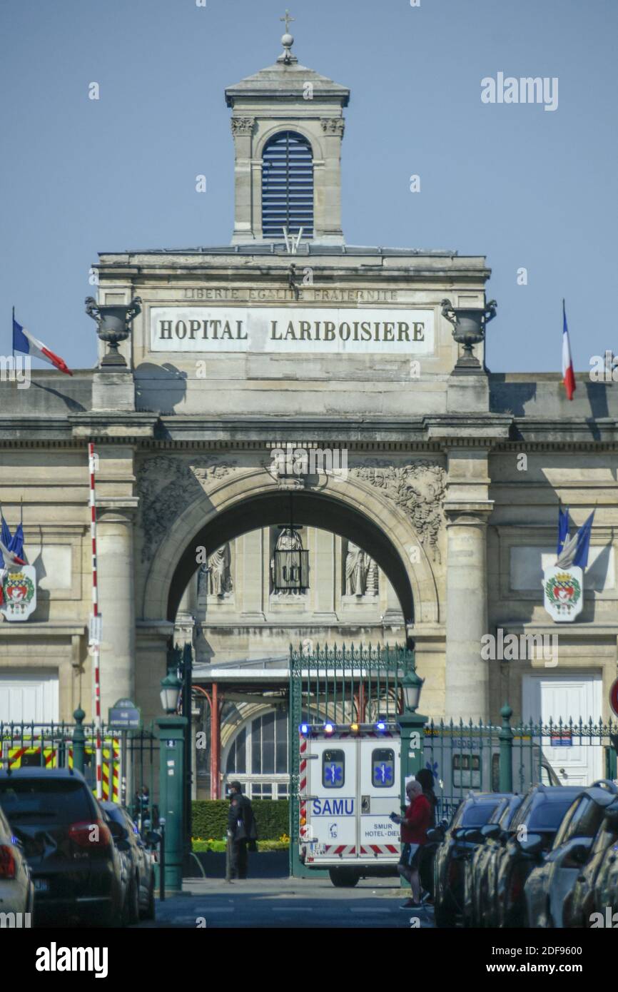 A SAMU ambulance arrives at Lariboisiere hospital, during the Covid-19 ...